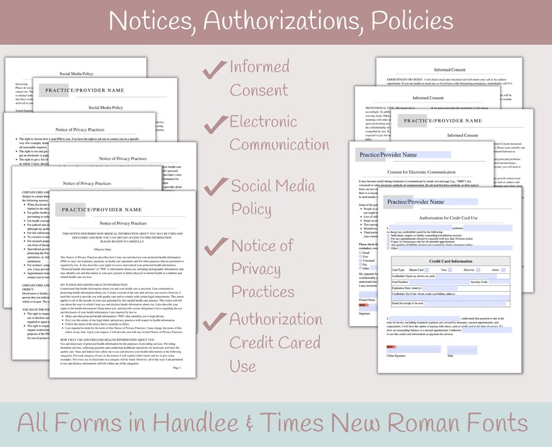 Therapy Private Practice Bundle Fillable & Editable Forms - Etsy