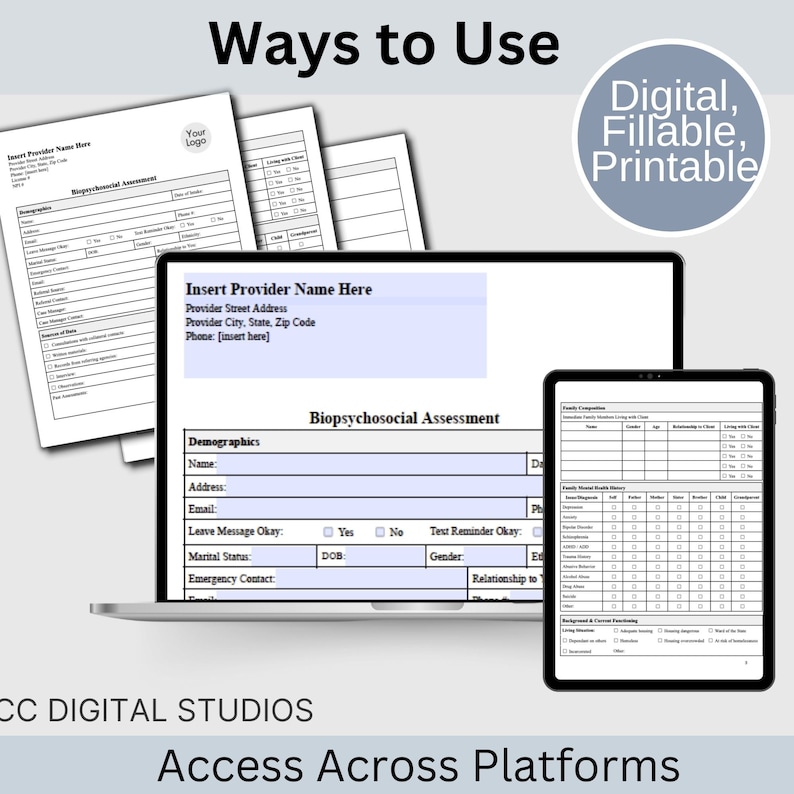 Biopsychosocial Client Intake Form, Ideal for School Psychologist ...