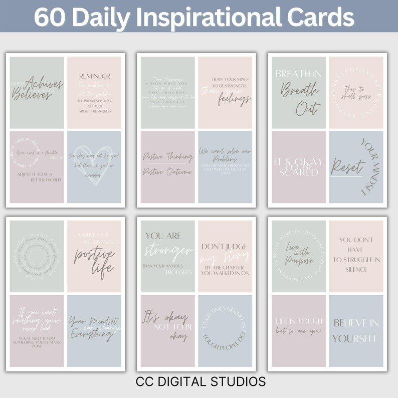 60 Positive Affirmation Cards: Daily Motivation (digital Download) - Etsy