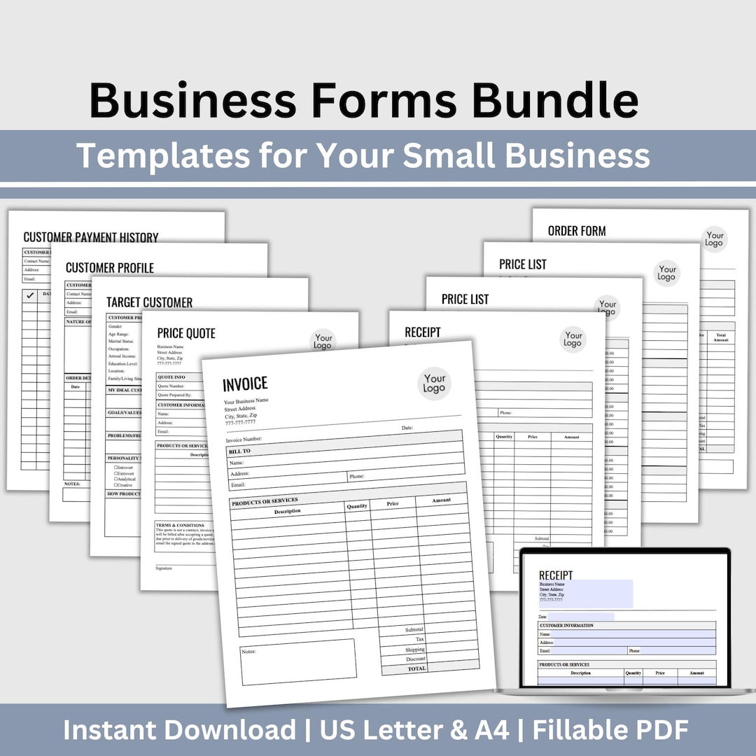Small Business Forms Bundle: Invoice, Receipt, Order & Client Tracker ...