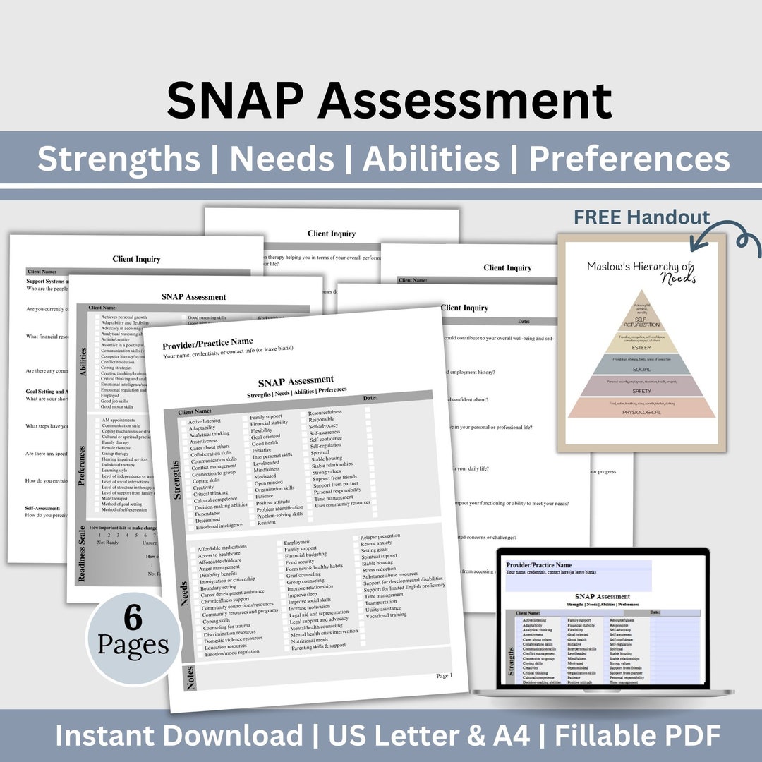 Social Work SNAP Assessment: Client Intake Form (digital Download) - Etsy
