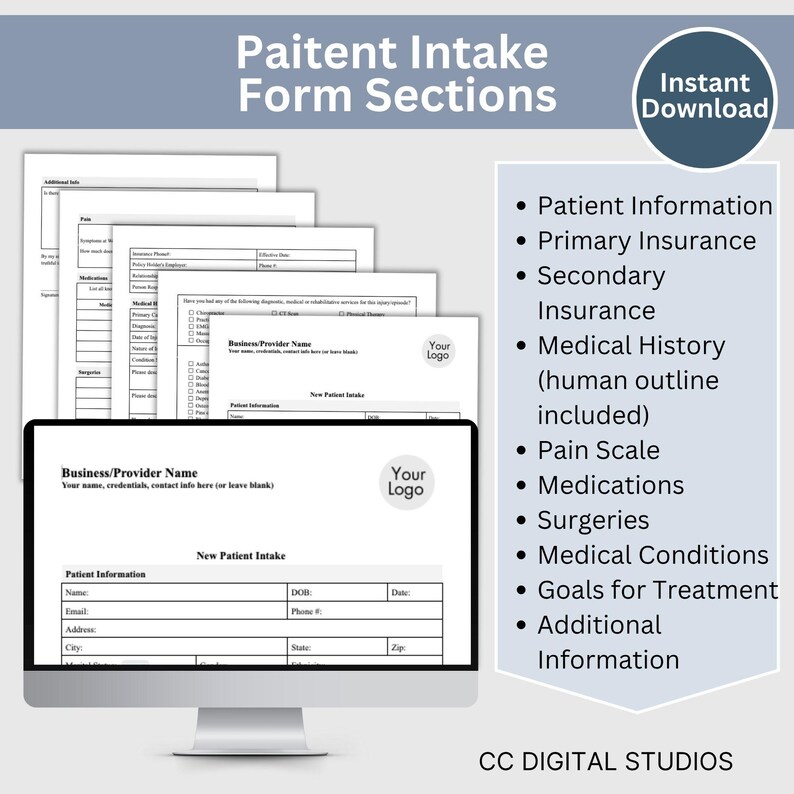 Therapist Client Intake Form: Fillable PDF Template for PT & OT Offices ...
