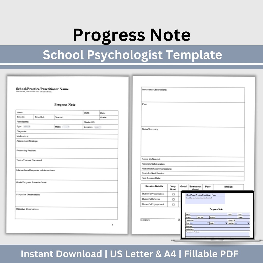 Progress Note for School Psychologists, School Counselor Template ...