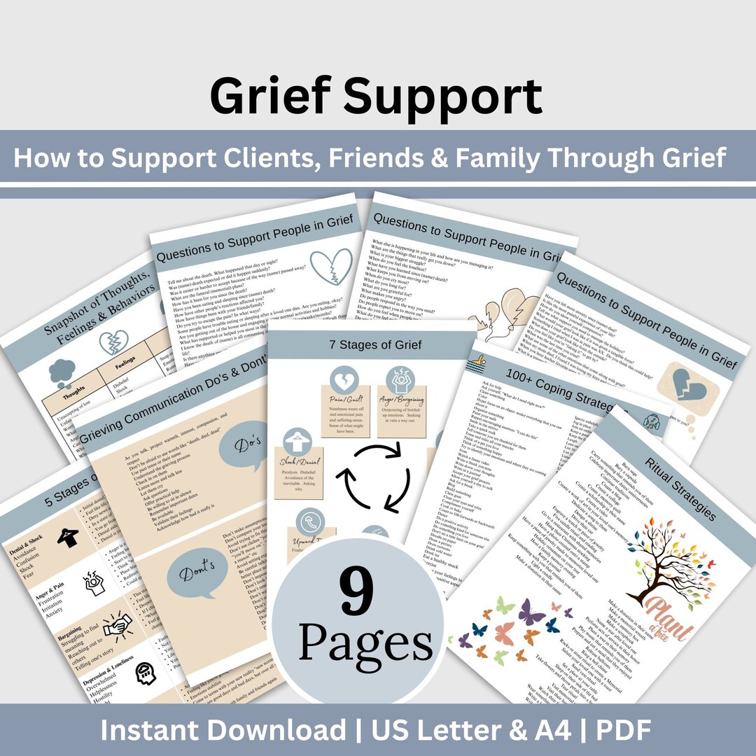 Grief Support Worksheets: Coping With Loss, Rituals & Education ...