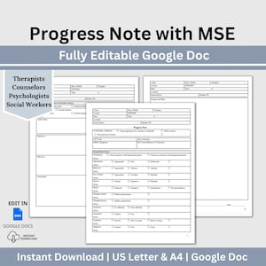Therapy Progress Note Template: Mental Status Exam (MSE) - Google Doc ...