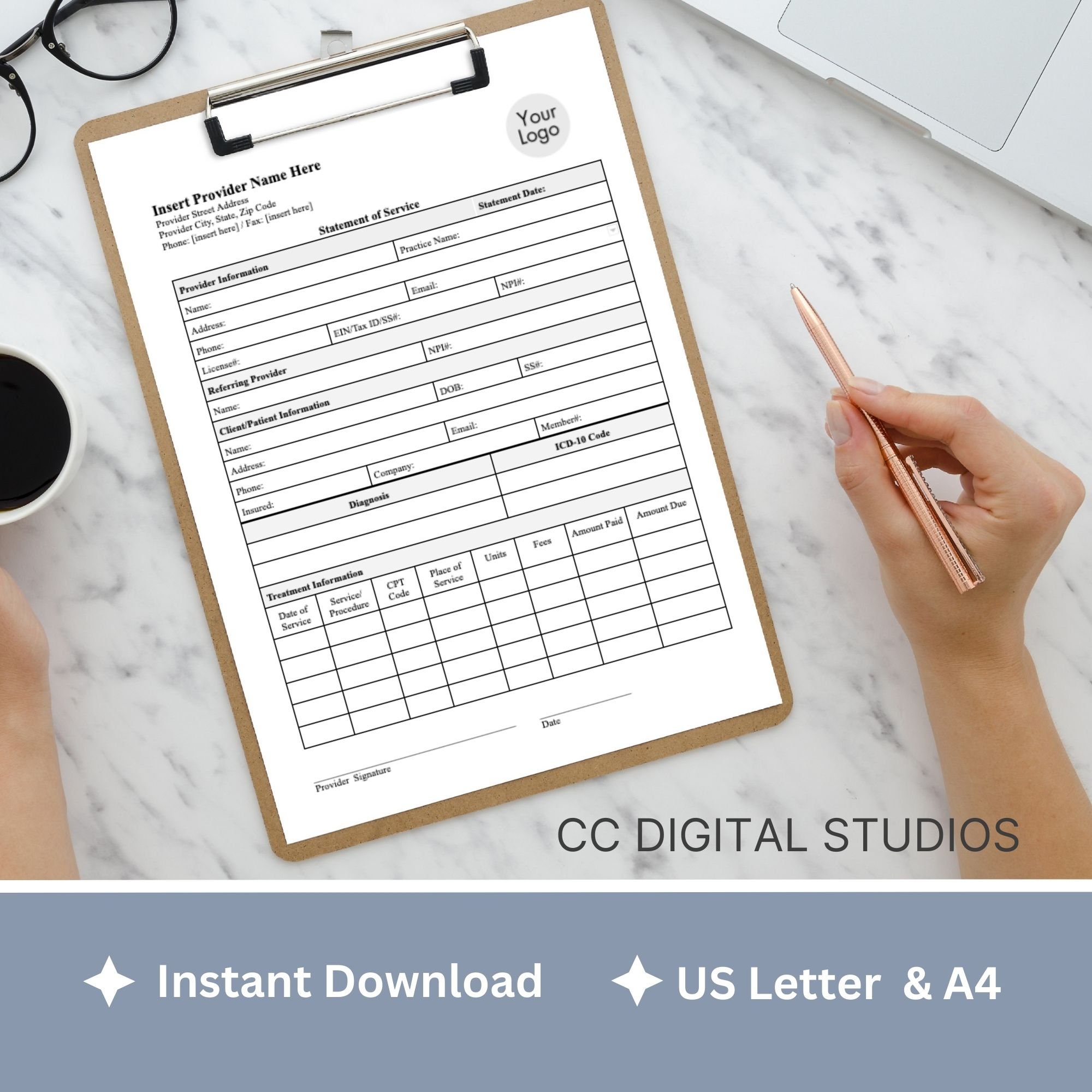 Mental Health Superbill Template: Editable Client Billing Invoice ...