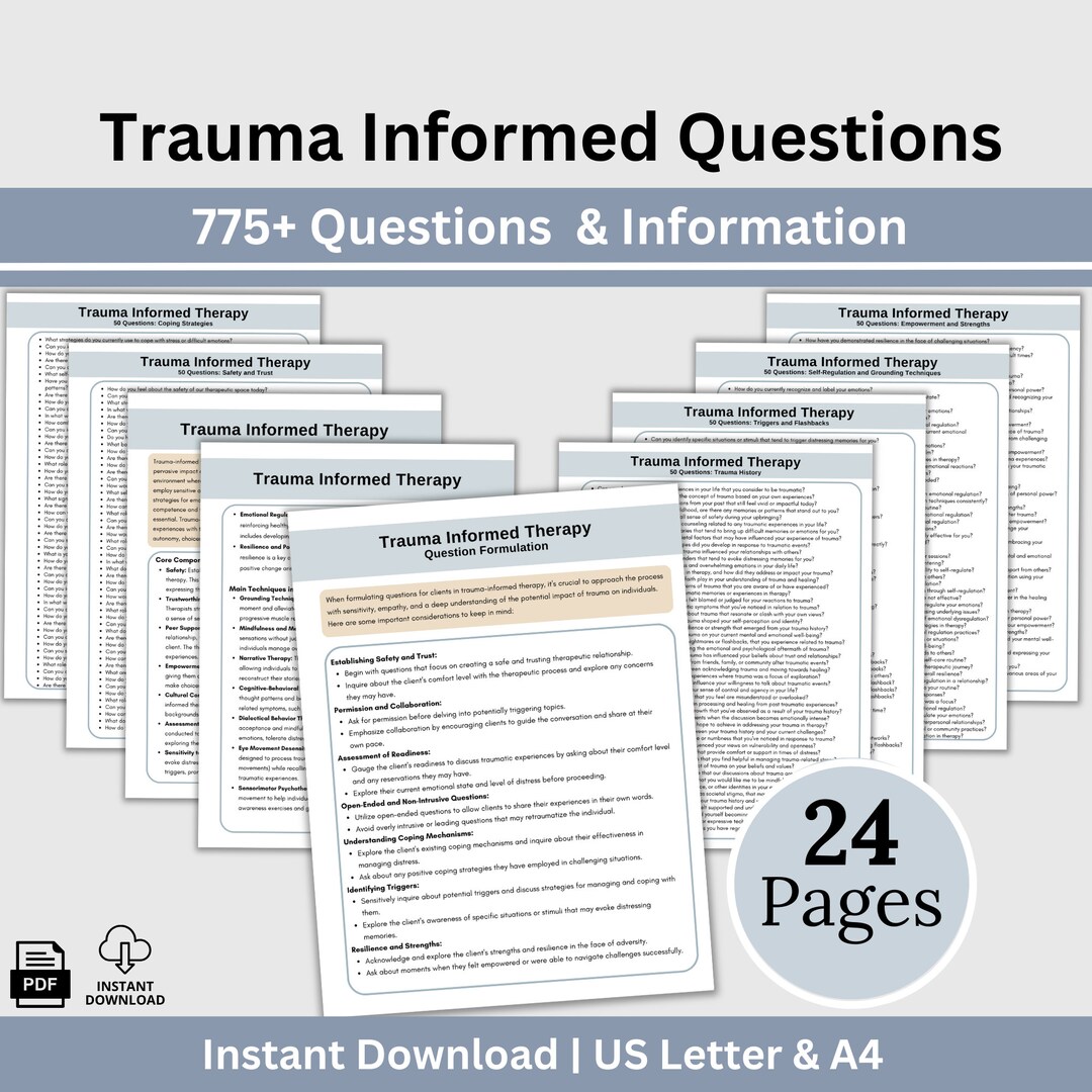 Trauma Therapy Questions Cheat Sheet, PTSD, Therapy Resource ...