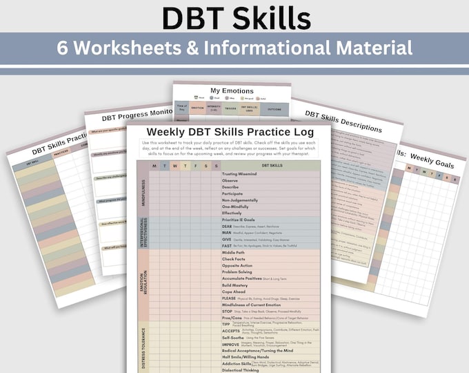 DBT Printable Cheat Sheet Blue / Purple | Dialectical Behavior Therapy ...