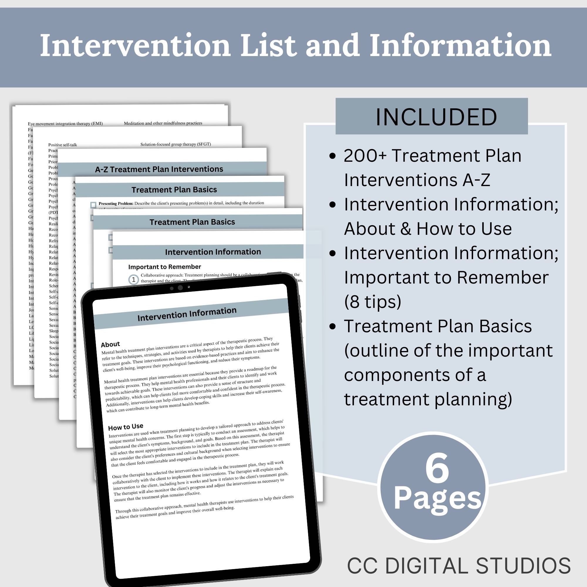 Therapy Interventions List: Treatment Planning Cheat Sheet (digital ...