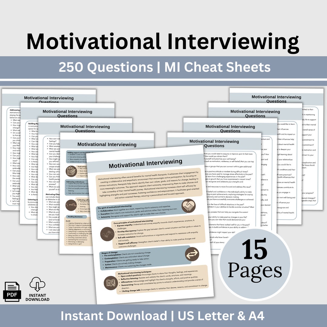 Motivational Interviewing Therapy Questions, Therapy Cheat Sheet, Open ... Motivational Interviewing Therapy Questions, Therapy Cheat Sheet, Open ...