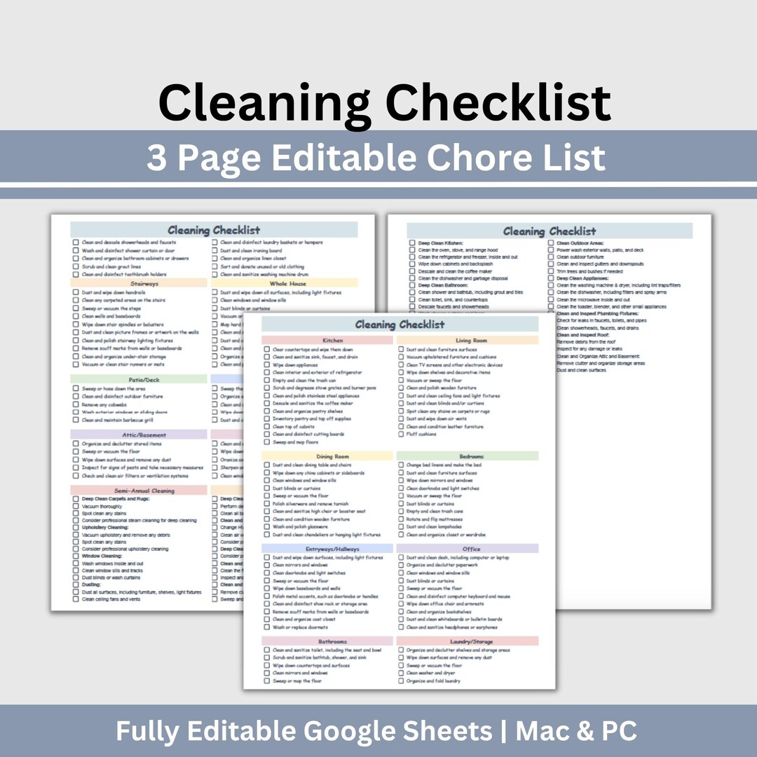 Printable Home Cleaning Checklist: Daily & Weekly Planner (digital ...