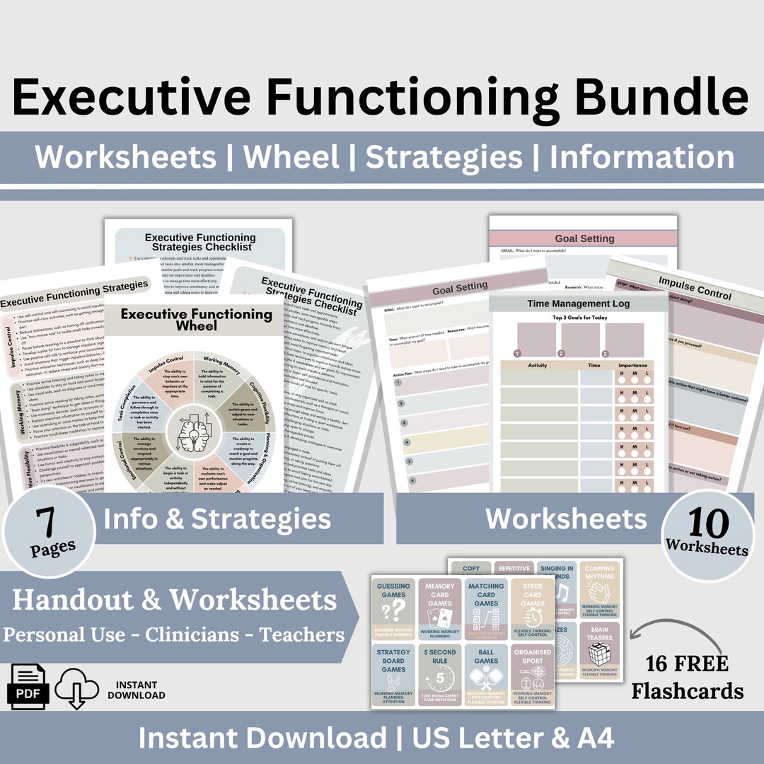 Executive Functioning Adult ADHD Therapy Bundle, ADHD Worksheets ...