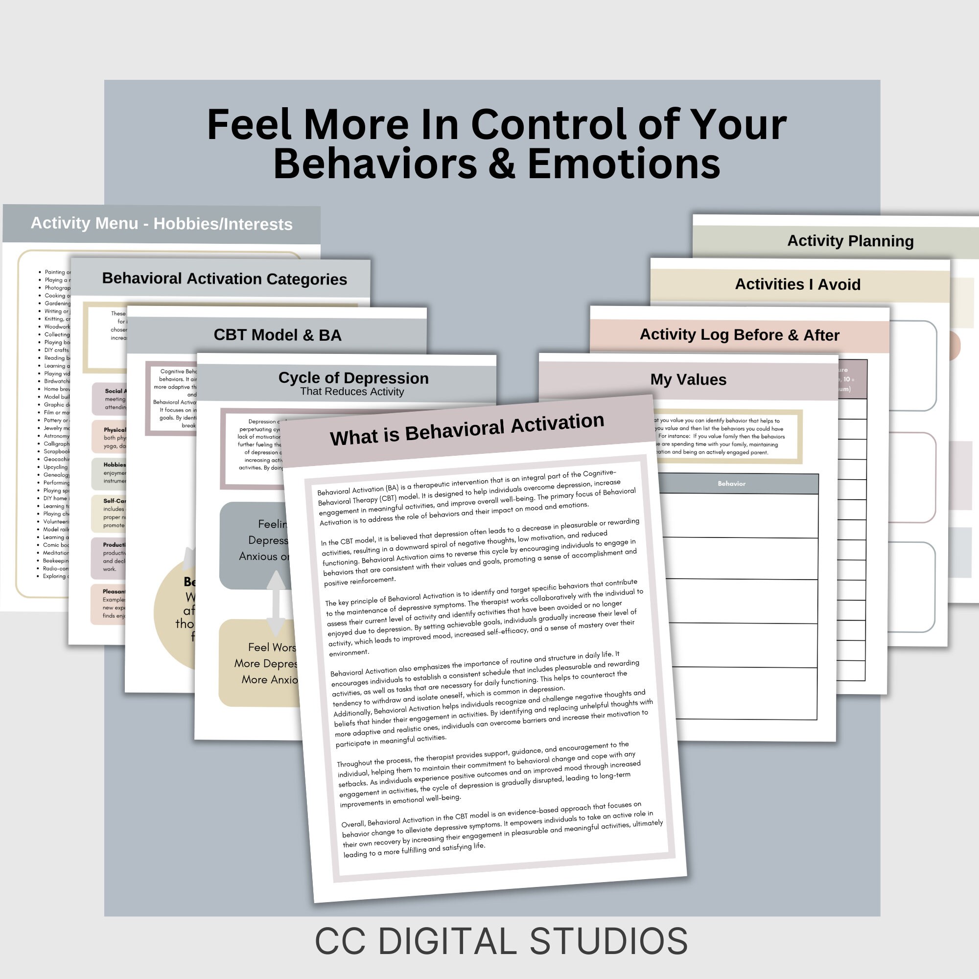 CBT Therapy Worksheets Behavioral Activation, Therapy Resources, Mental ...
