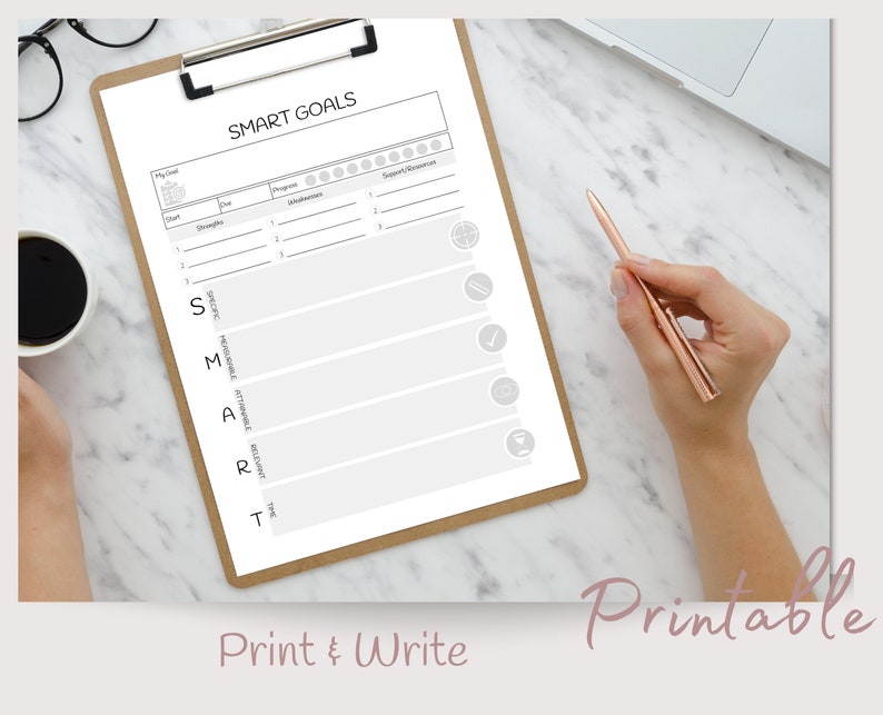 SMART Goals Template, Goal Setting Worksheet, Goal Tracker, DBT Skills ...