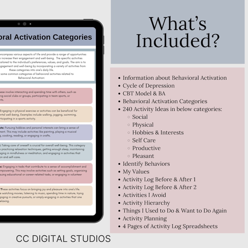 CBT Therapy Worksheets Behavioral Activation, Therapy Resources, Mental ...