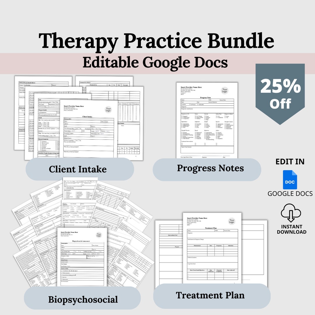 EDITABLE Therapy BUNDLE for Mental Health Practice, Therapy Notes ...