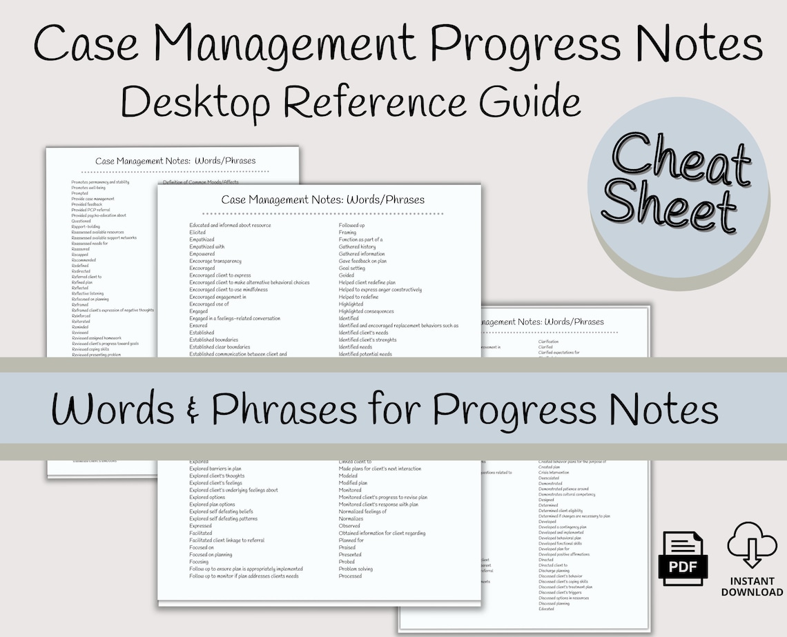 Case Manager Cheat Sheet CM Desktop Reference Verbiage for - Etsy UK