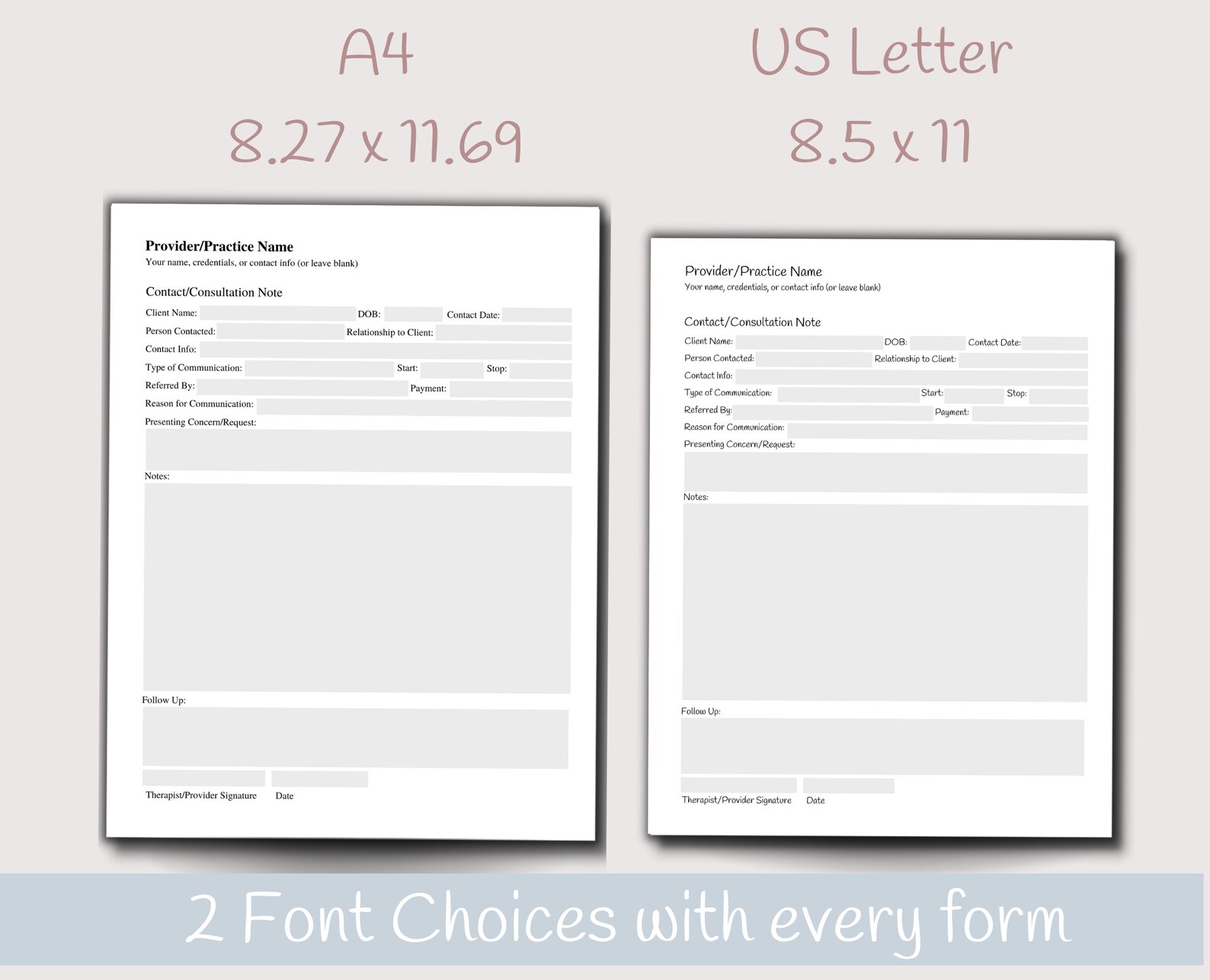 Therapy Contact Note, Fillable PDF Consultation Form, Therapy Note ...
