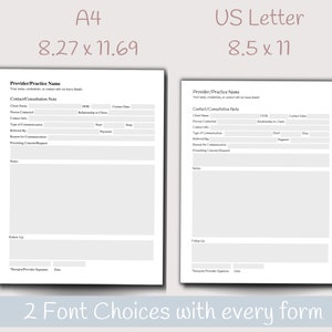 Therapy Contact Note, Fillable PDF Consultation Form, Therapy Note ...