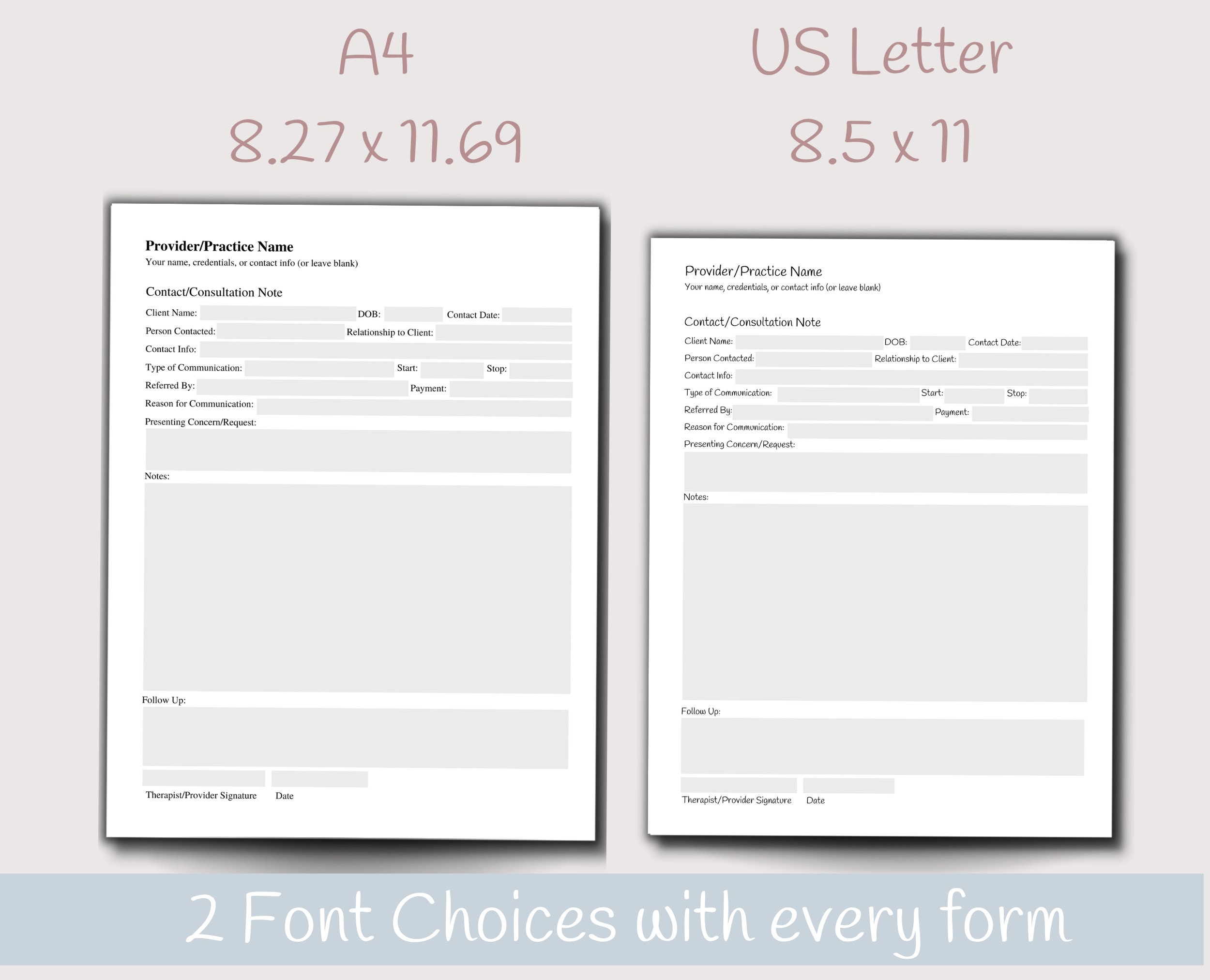 Therapy Contact Note, Fillable PDF Consultation Form, Therapy Note ...