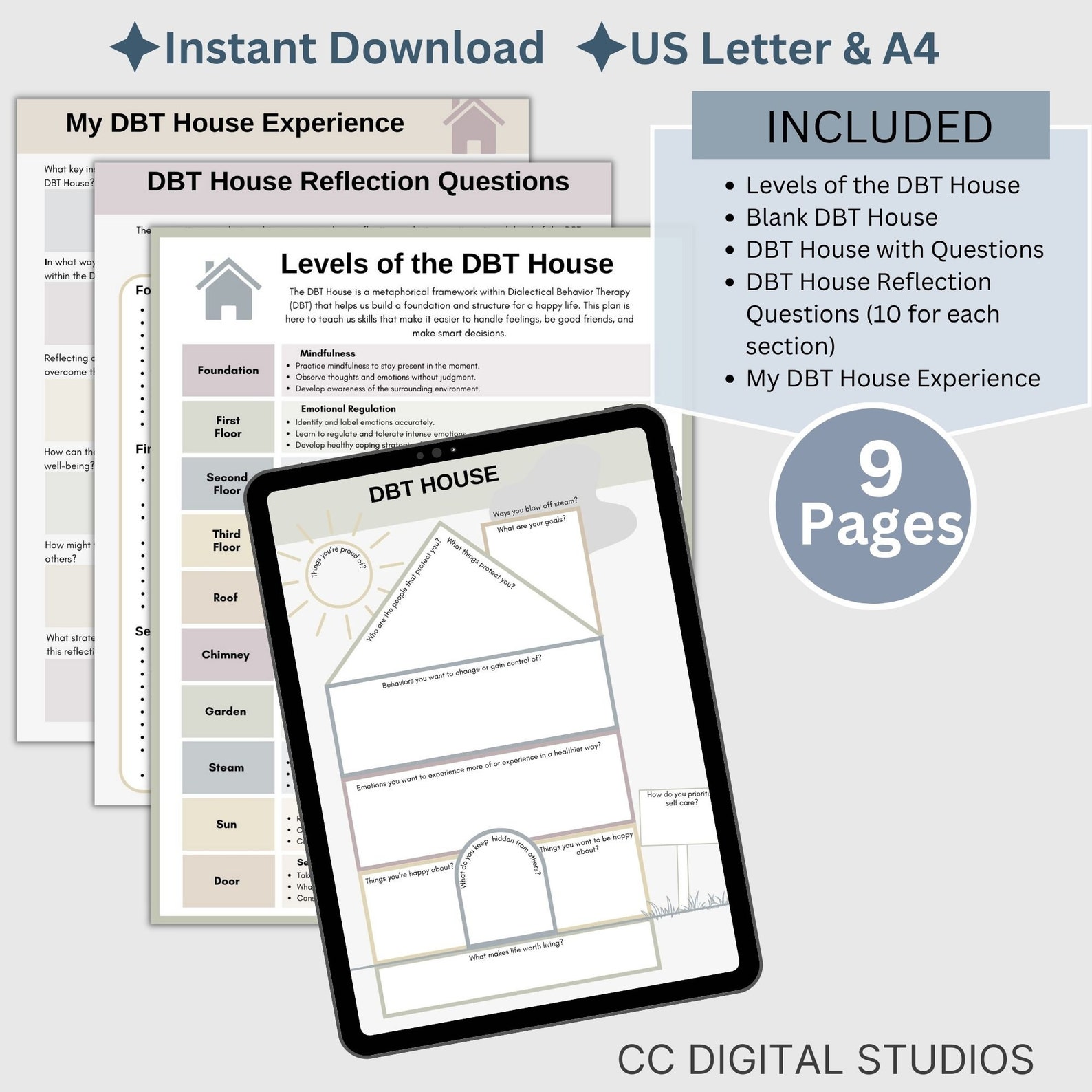 DBT House Therapy Worksheets, Growth Mindset, BPD, DBT Workbook ...