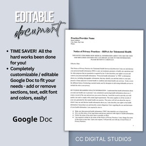 Telemental Health HIPAA Form, Notice of Privacy Practices for Therapist ...