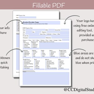 GIRP Progress Note Template, Fillable & Printable Mental Health ...