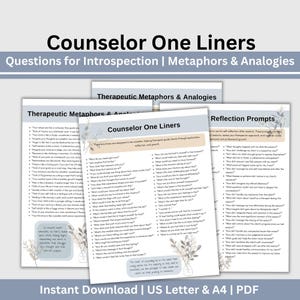 Therapist One-liners: Reflection Prompts & Metaphors (digital Download ...