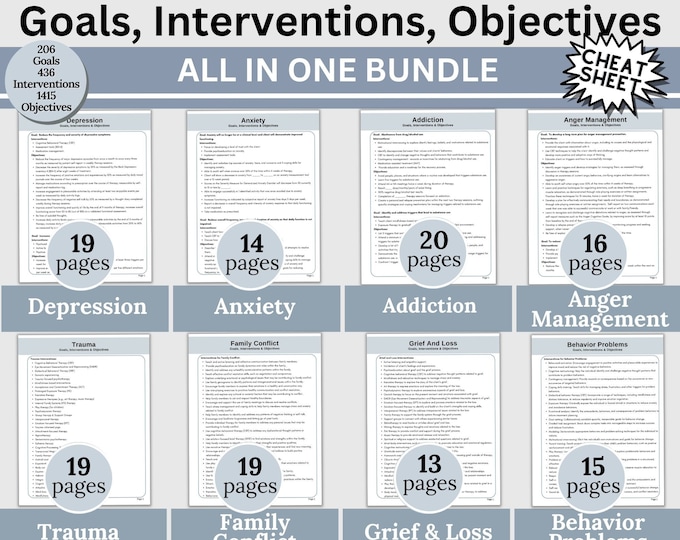Therapy Goals and Objectives Bundle, Clinical Therapy Notes, Therapist ...