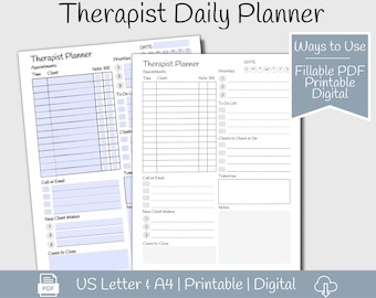 Therapist Daily Appointment Planner, Therapist Calendar, Daily Clinical ...