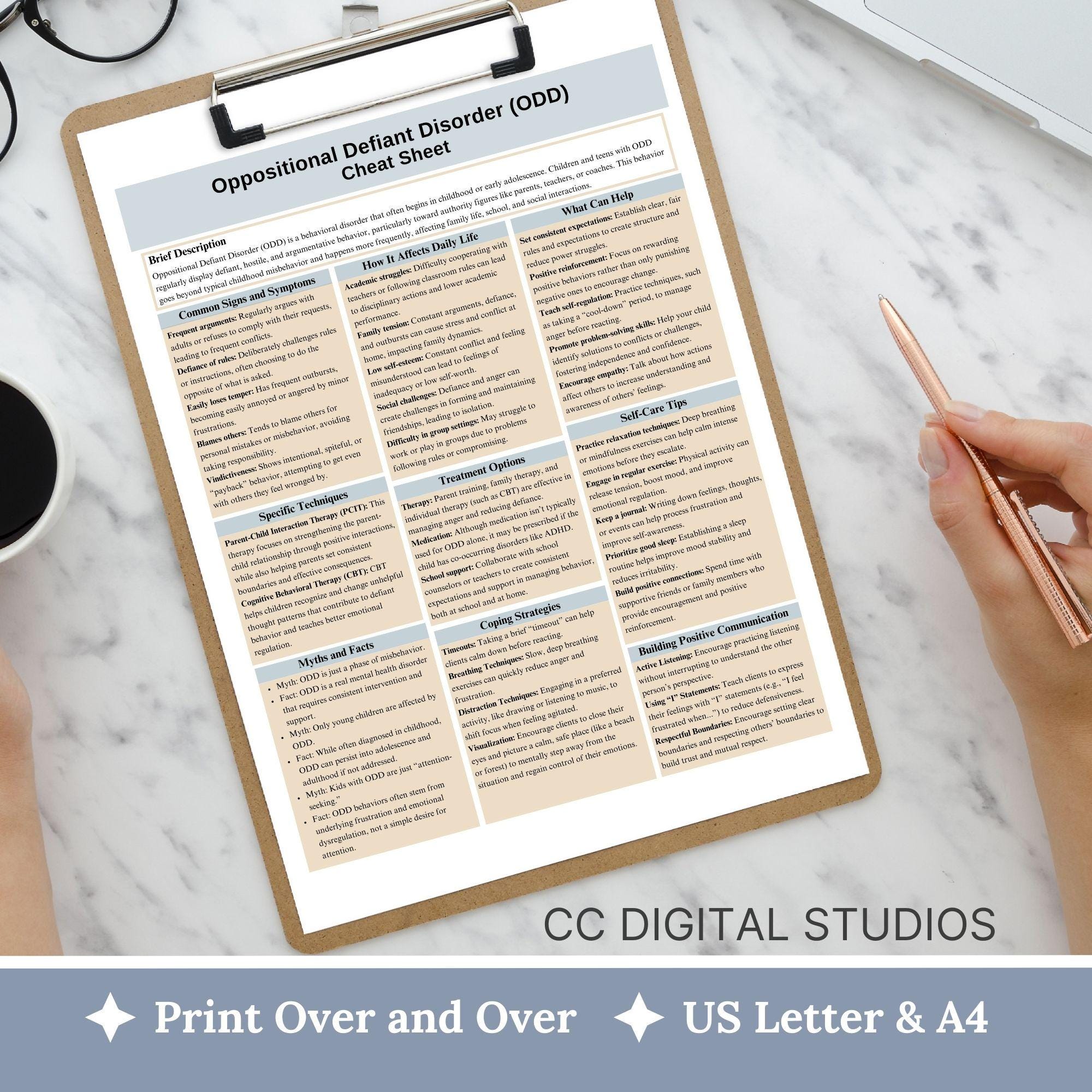 ODD Cheat Sheet: Psychoeducation & Therapy Tools (digital Download) - Etsy