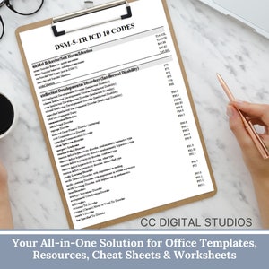 Mental Health Codes Cheat Sheet: DSM-5, ICD-10, CPT (digital Download ...