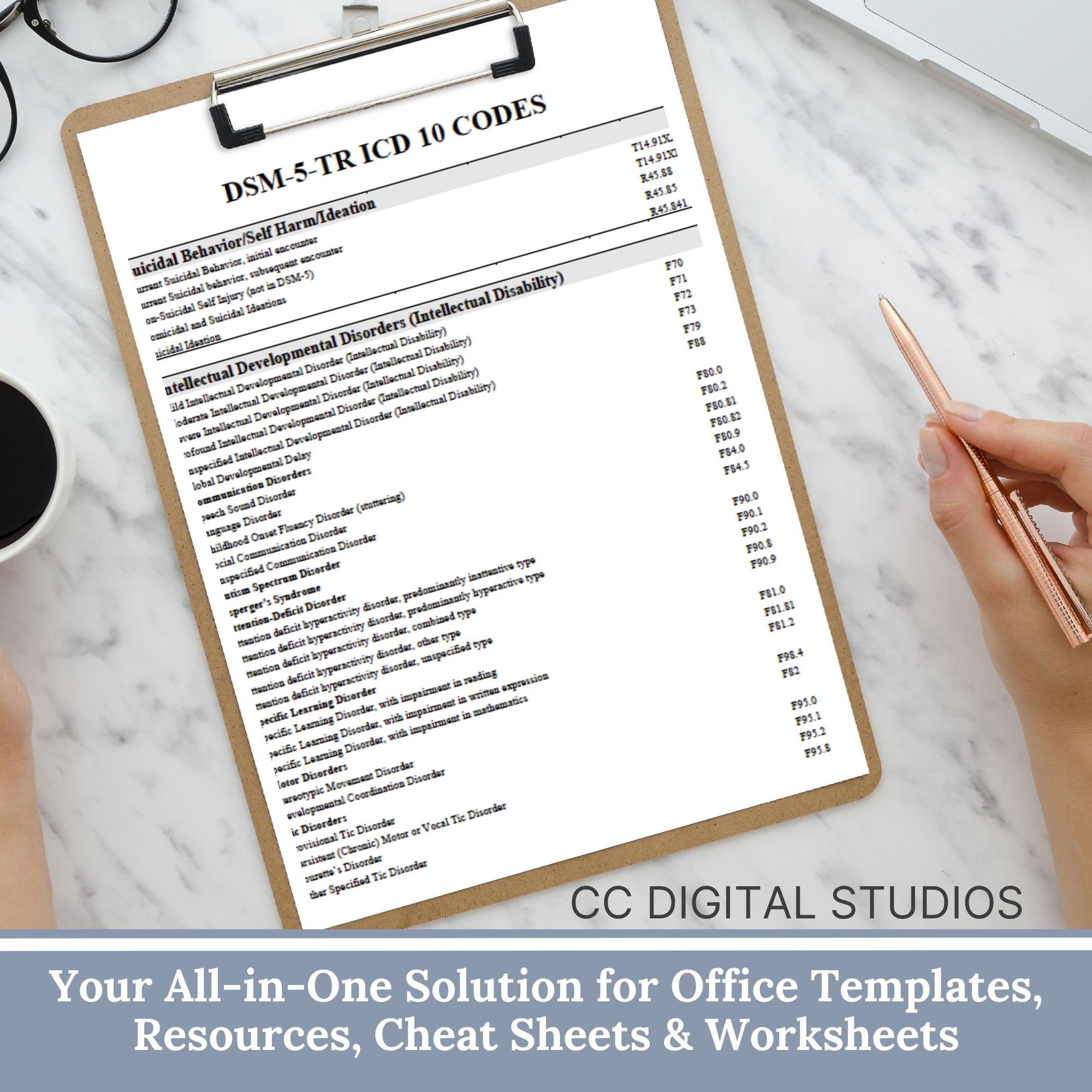 Mental Health Codes Cheat Sheet: DSM-5, ICD-10, CPT (digital Download ...