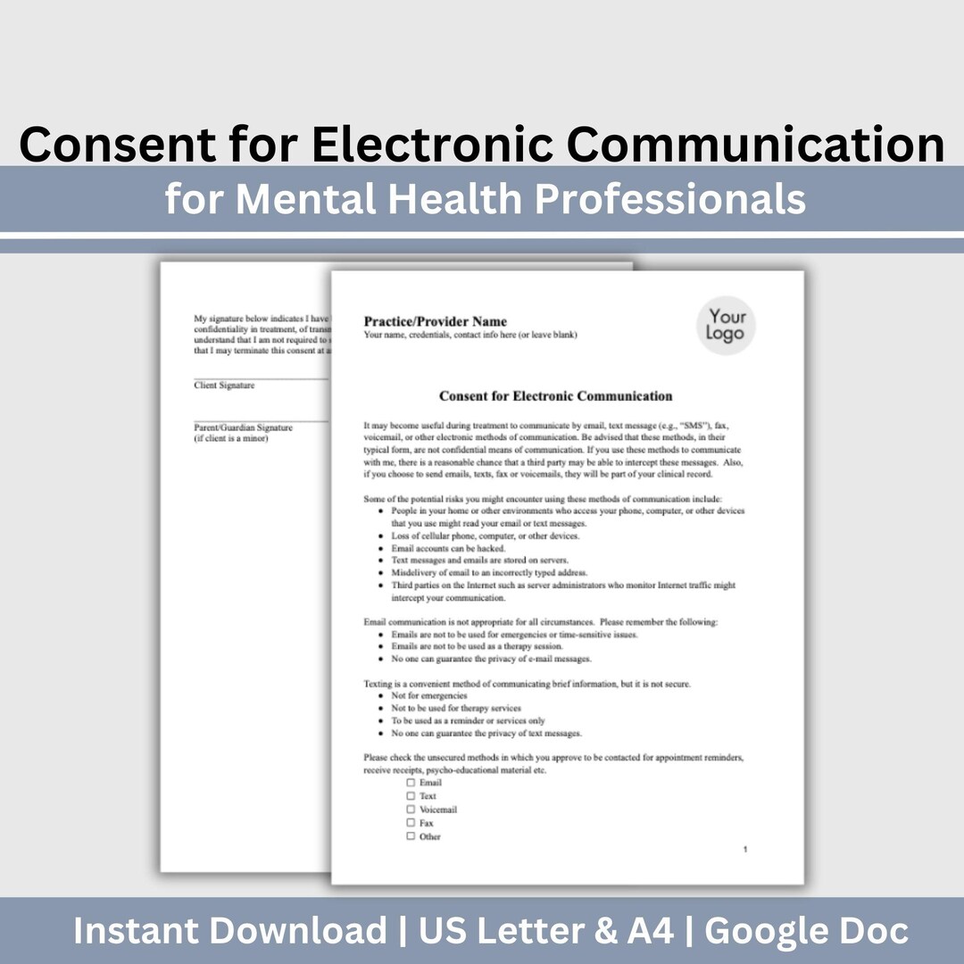 Consent for Electronic Authorization Mental Health Forms, Google Doc ...
