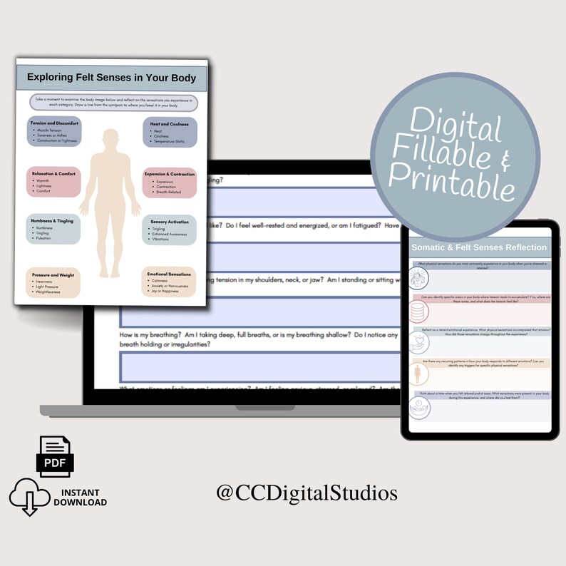 Somatic Therapy Worksheets, Felt Senses Somatic Exercises for Sensory ...
