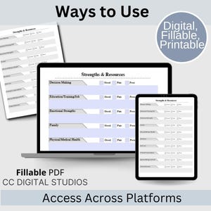 Client Strength & Resource Assessment Tool, Strength Based Fillable PDF ...