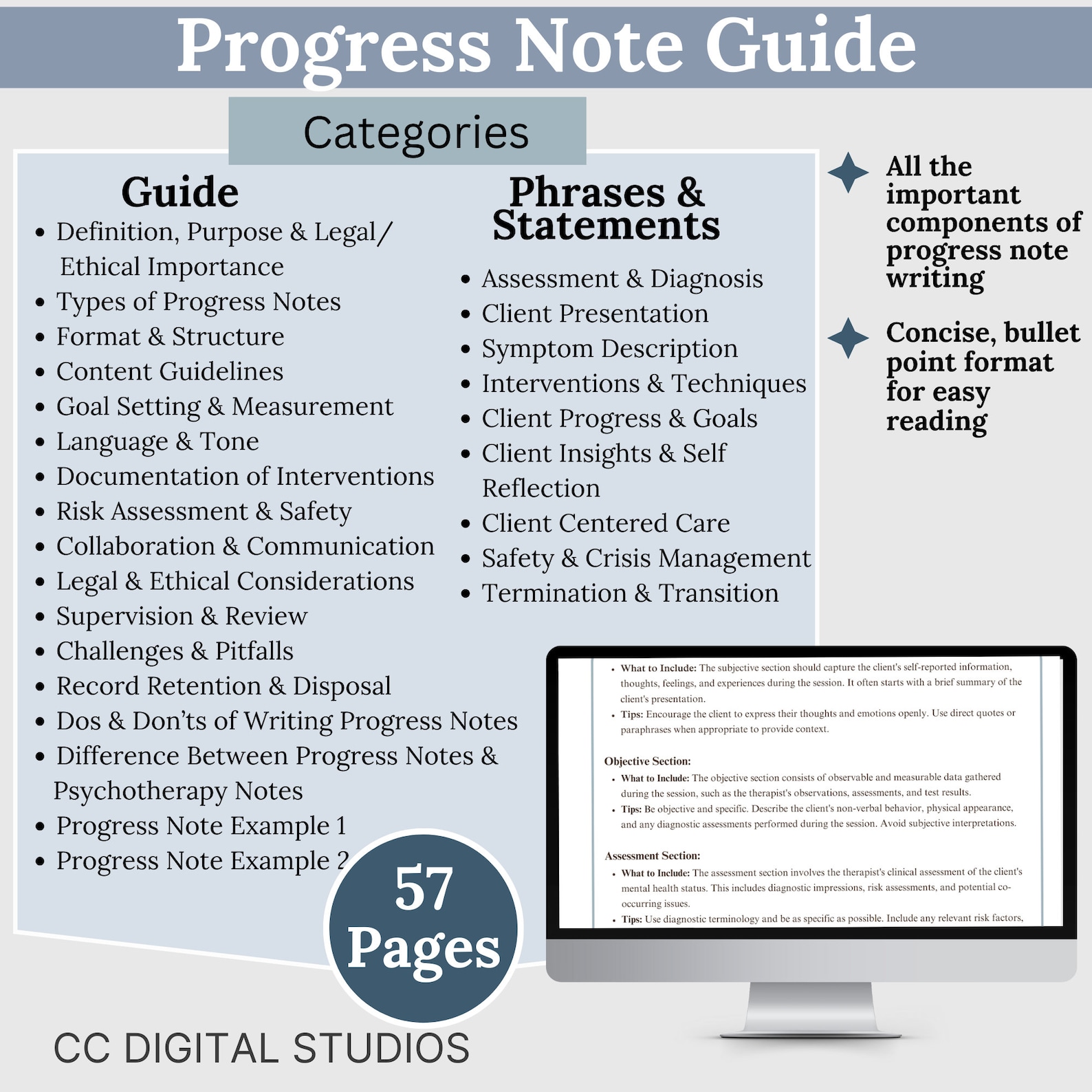 Therapist Documentation Guide Bundle: Progress, SOAP, Group Notes ...