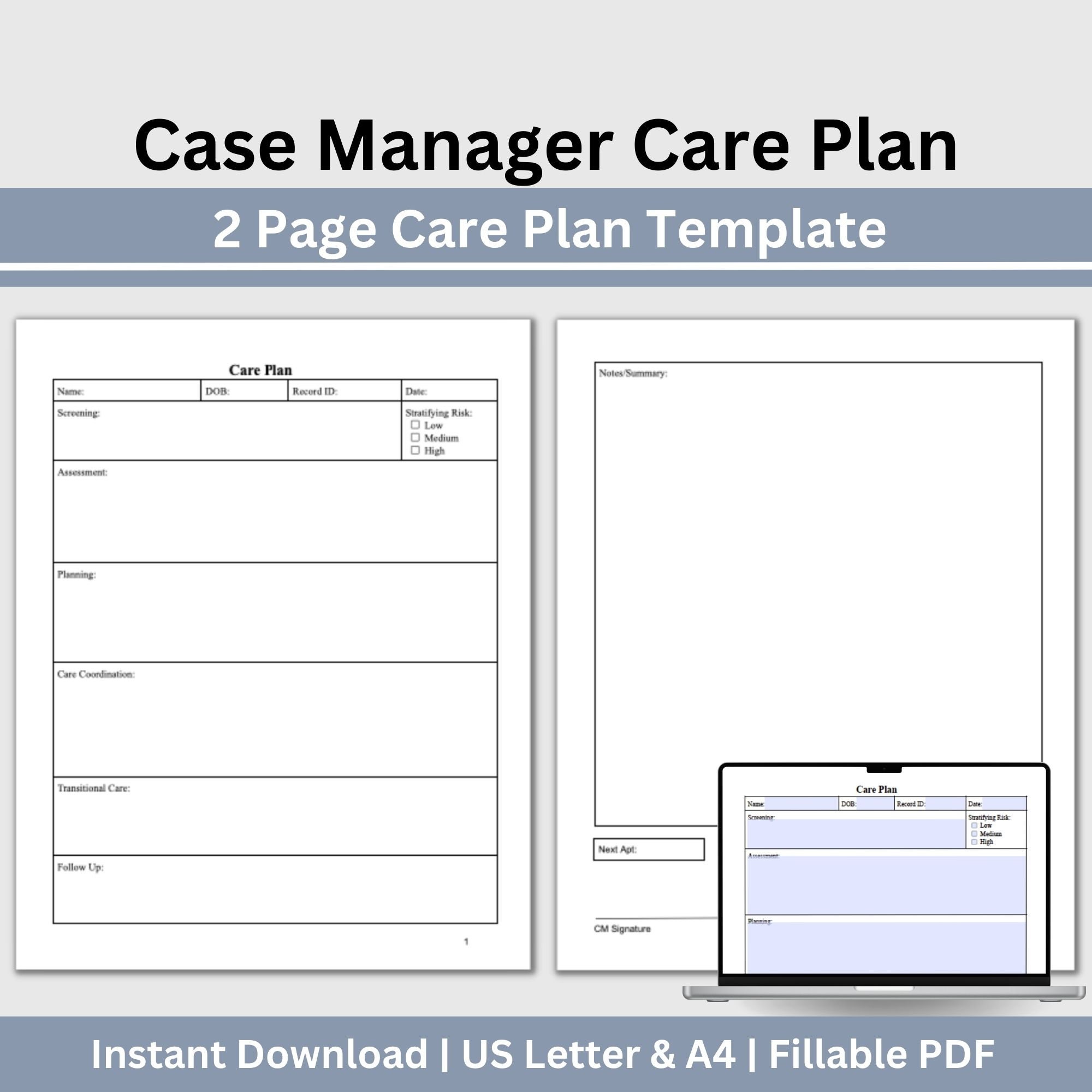Care Plan Template, Case Manager, Social Worker, Therapy Resource ...