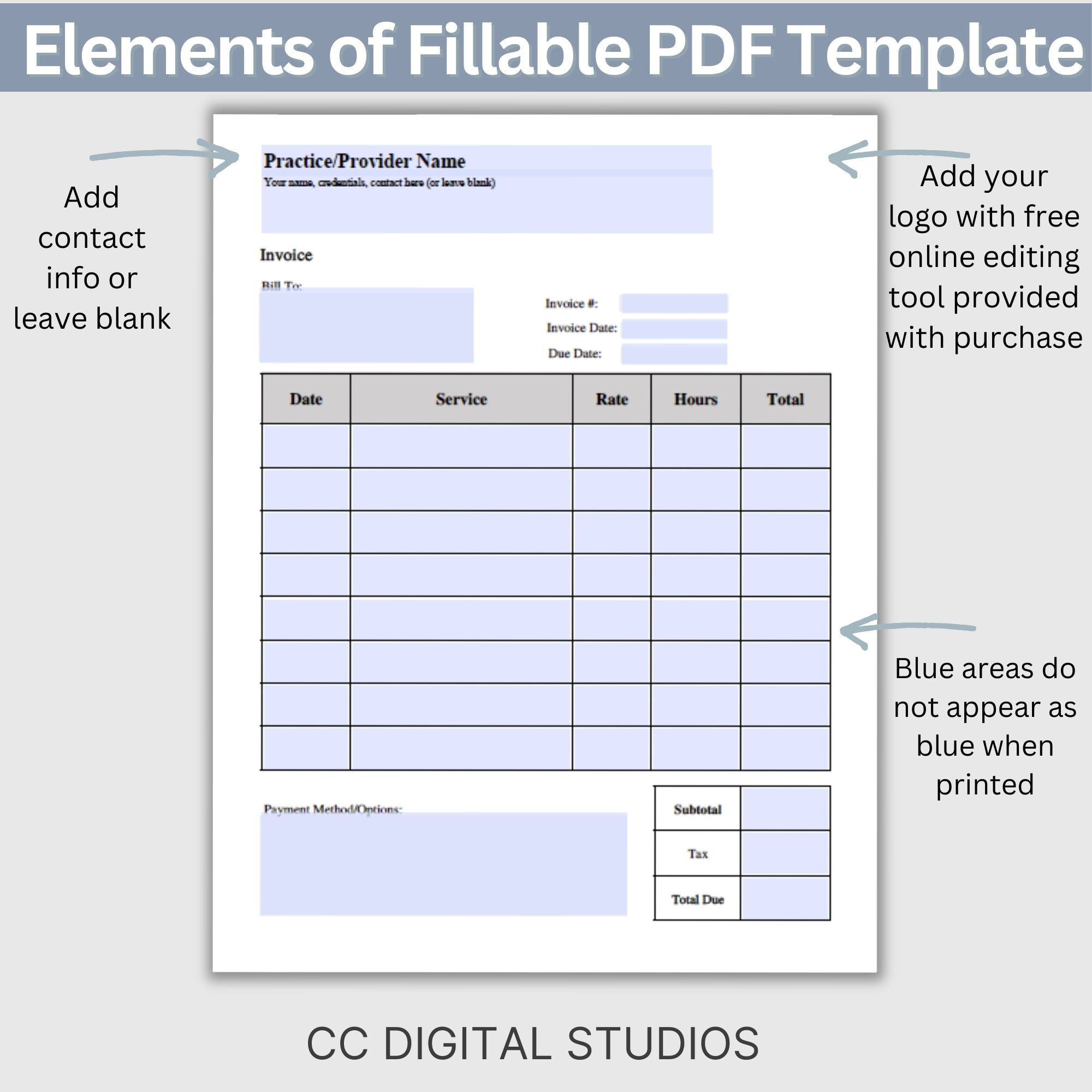 Therapist Billing Invoice Template: Fillable PDF, US Letter & A4 ...