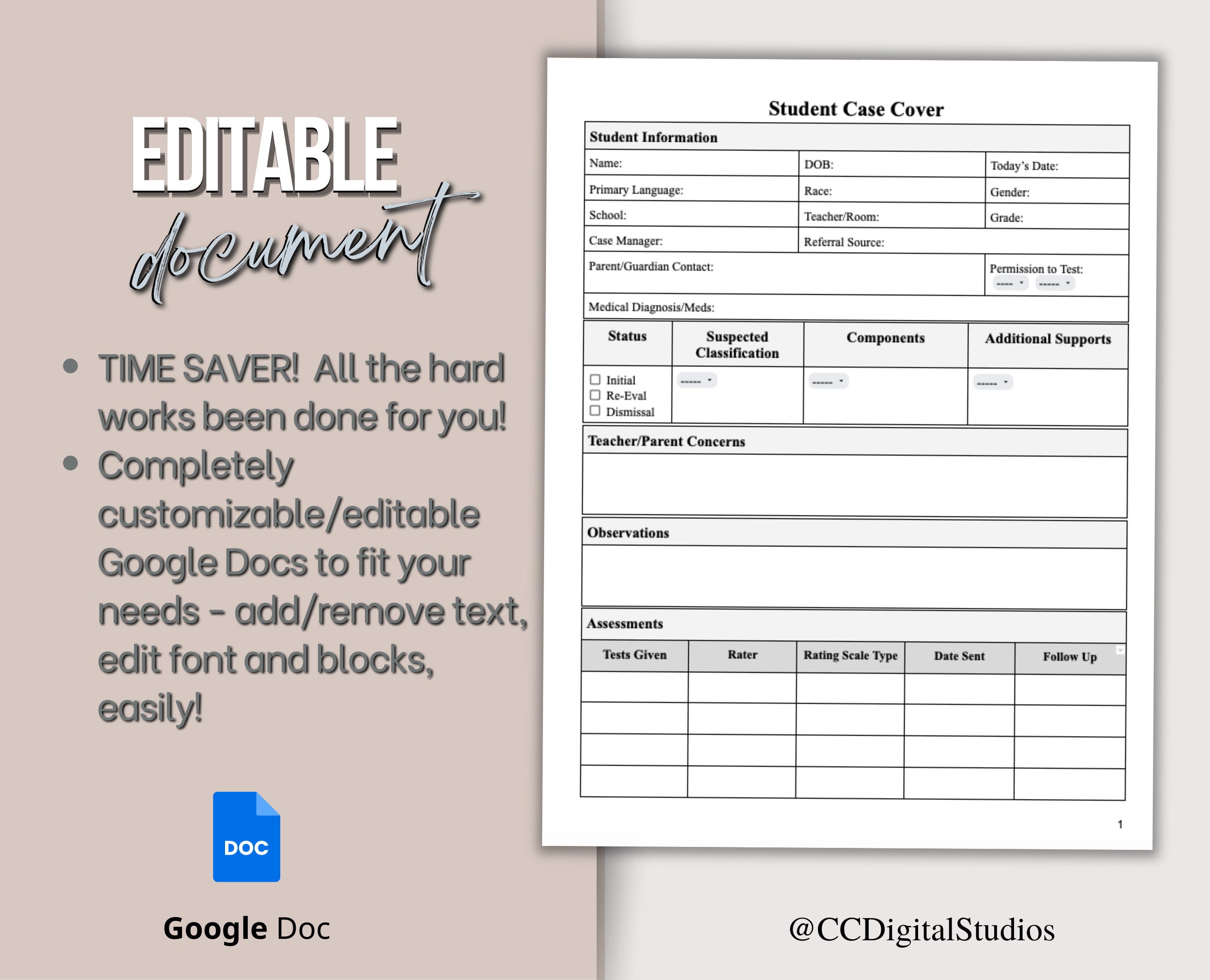 Student Assessment Template, School Psychologist, Student Case Cover ... Student Assessment Template, School Psychologist, Student Case Cover ...