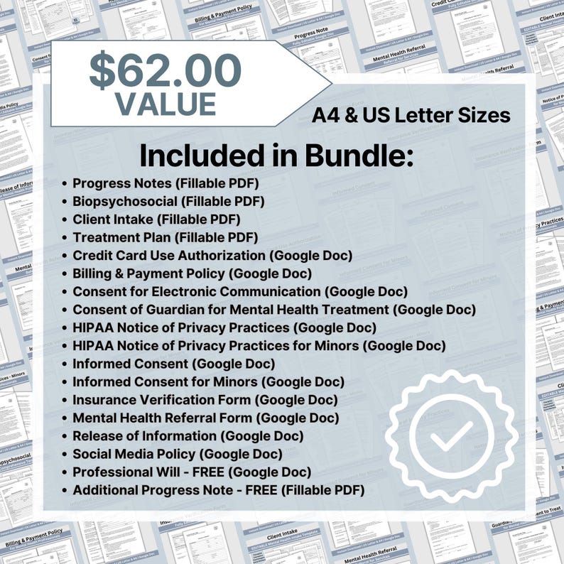 Counseling Forms & Policy Consents Bundle, Therapy Notes for Private ...
