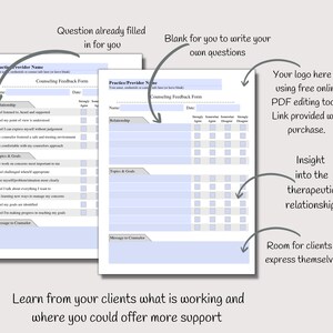 Counseling Feedback Form, Fillable Feedback Form, Client Session ...