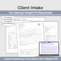 Biopsychosocial Intake Assessment Form, Comprehensive Fillable Template ...