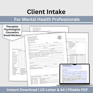 Biopsychosocial Intake Assessment Form, Comprehensive Fillable Template ...