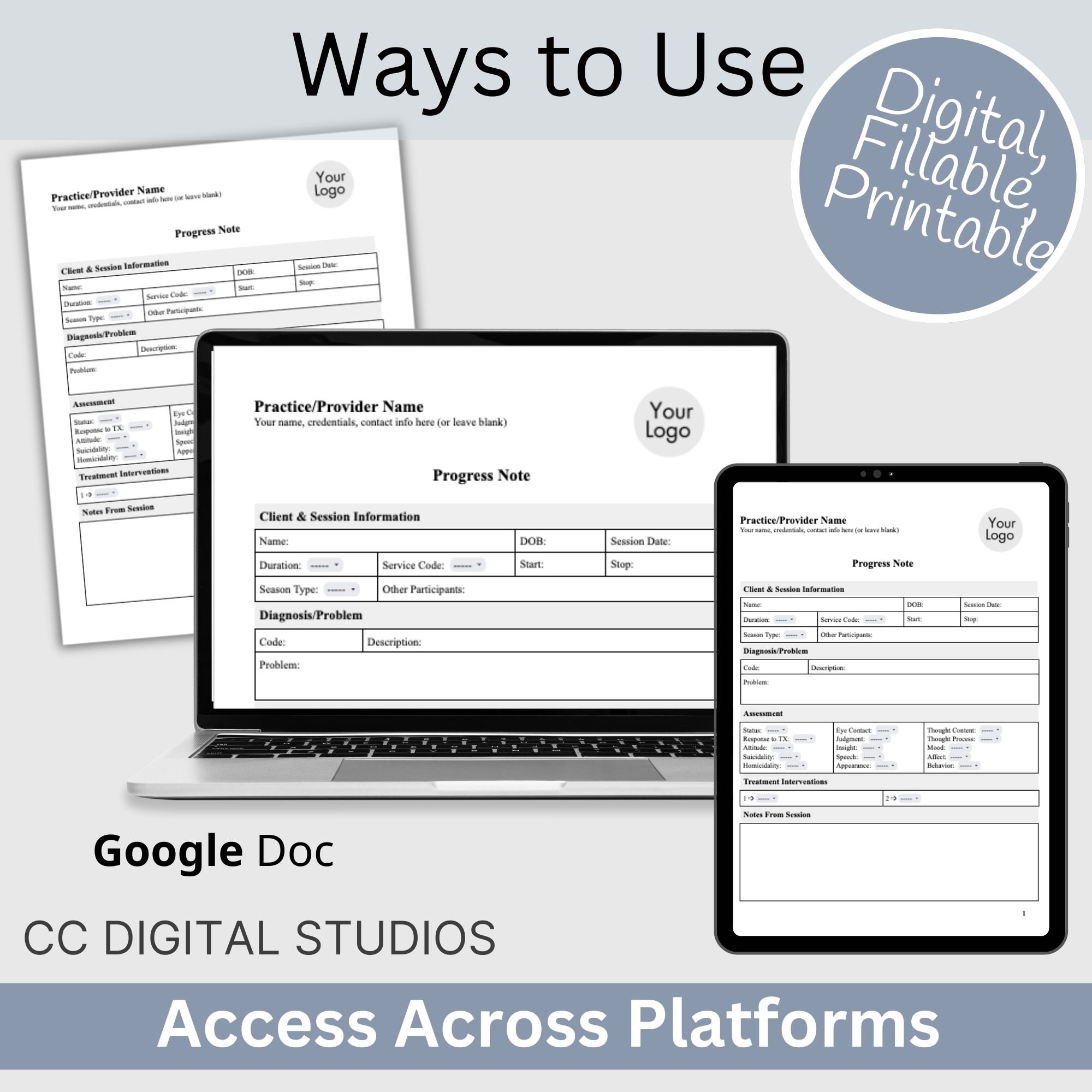 Mental Health Progress Note Template: Editable Google Doc - Etsy