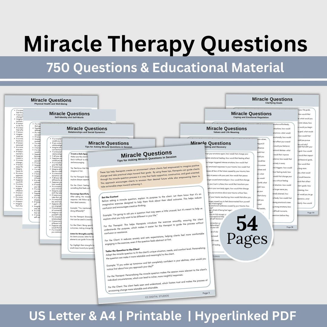 Buy Miracle Questions Therapy Cheat Sheet: Counseling Resource ...