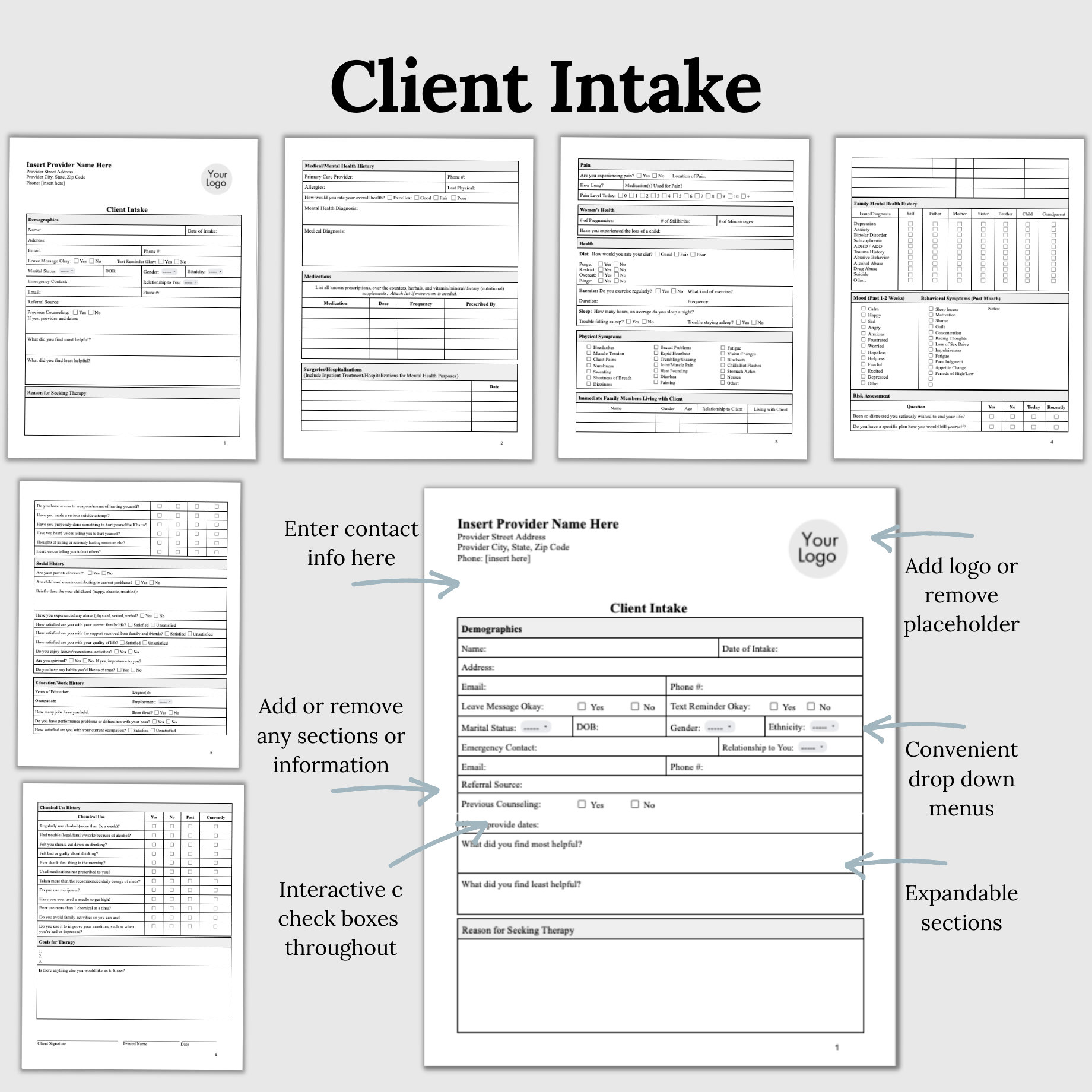 EDITABLE Therapy BUNDLE for Mental Health Practice, Therapy Notes ...