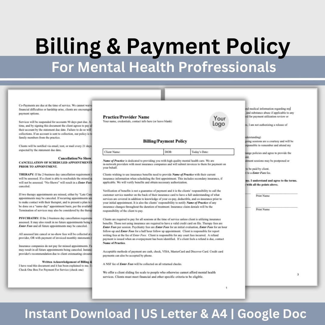Counseling Office Billing & Payment Form: Editable Google Doc - Etsy
