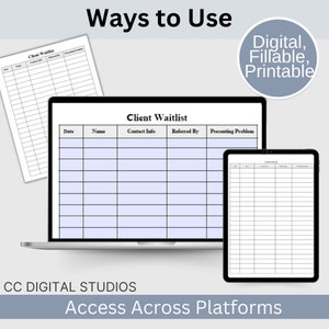 Client Waitlist Printable & Fillable Client Tracker, Therapist Private ...