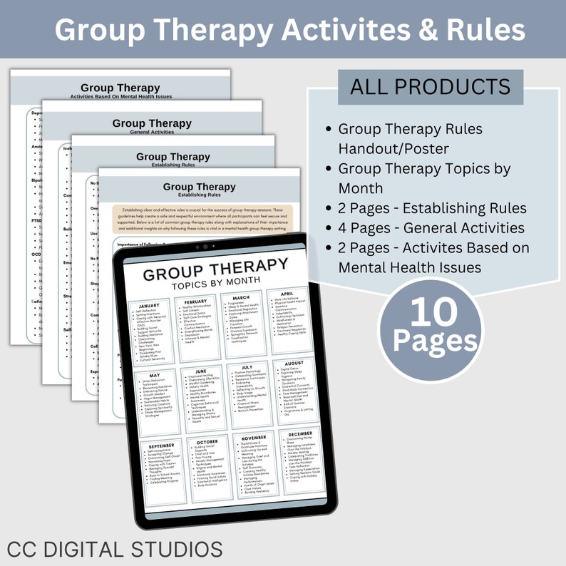 Mental Health Group Therapy Activity Ideas: Therapist Tools (digital ...